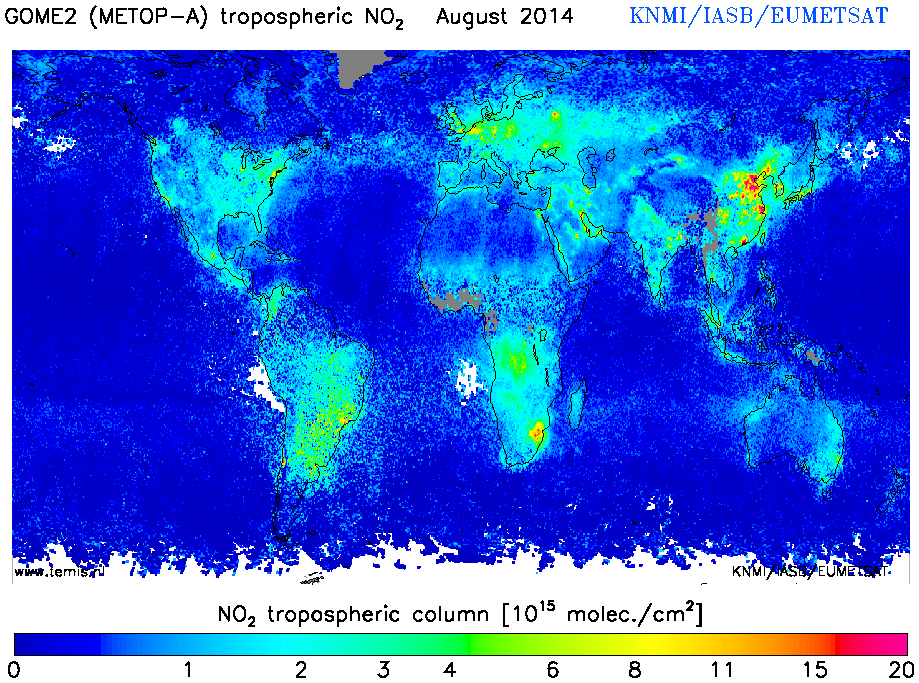 TEMIS -- Tropospheric NO2 columns from GOME-2A -- archive