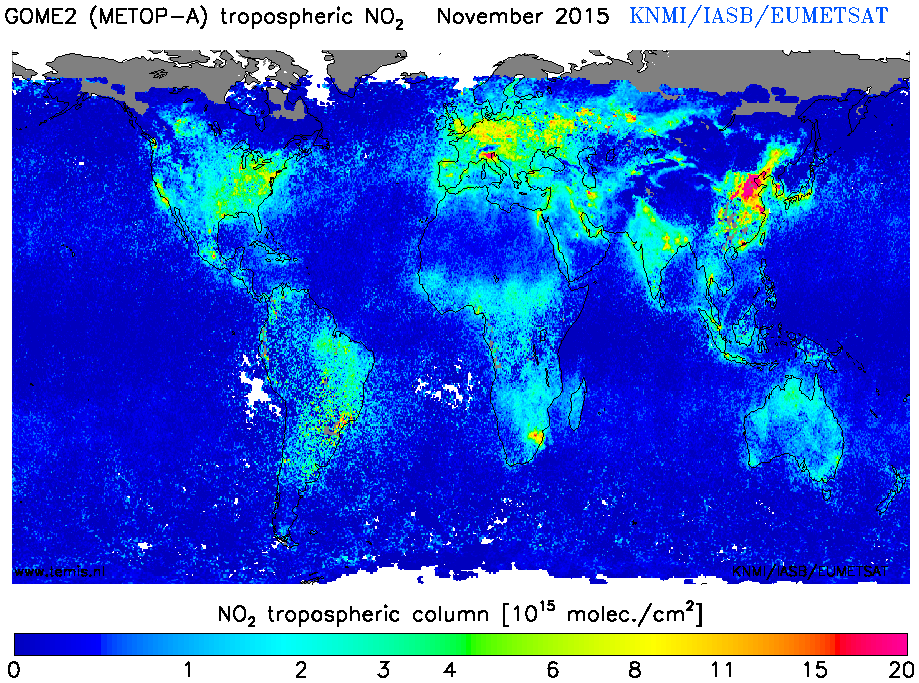 TEMIS -- Tropospheric NO2 columns from GOME-2A -- archive